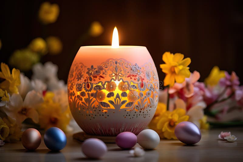 Easter Concept: Painted Candle with Eggs Stock Illustration ...