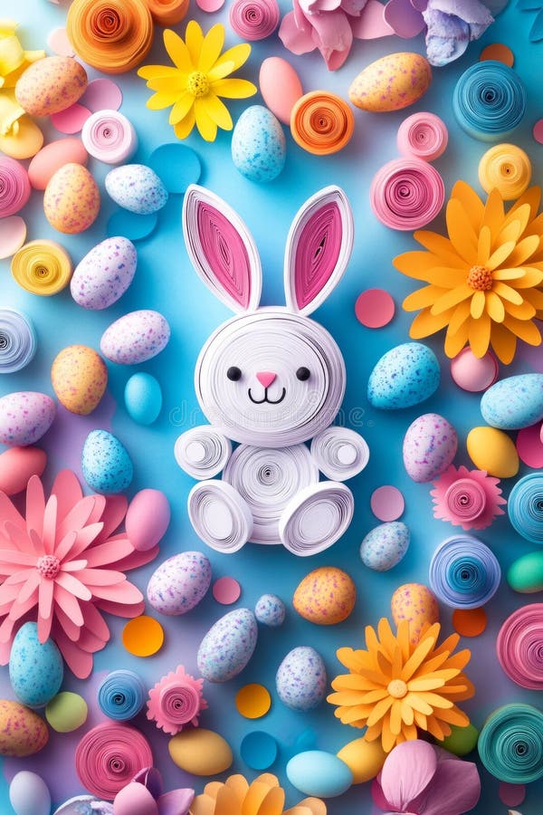 Easter Concept Visual: a Quilled Paper Easter Bunny. Stock Image ...