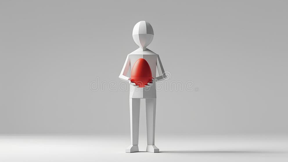 Easter Conceptual Image: White Human Figure with Red Egg and Gray ...