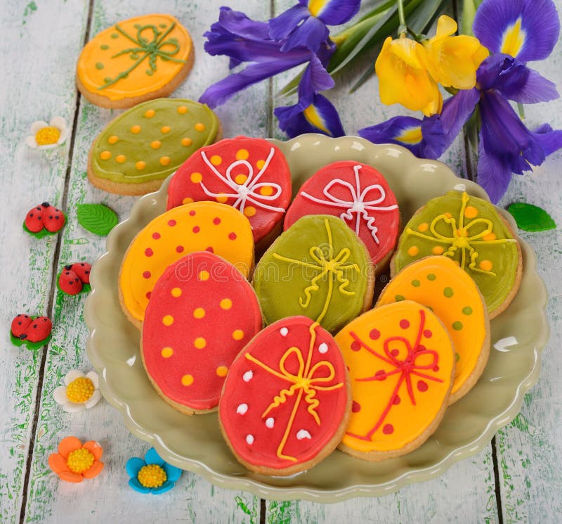 Easter Cookies Decorated with Icing Stock Photo - Image of festive ...