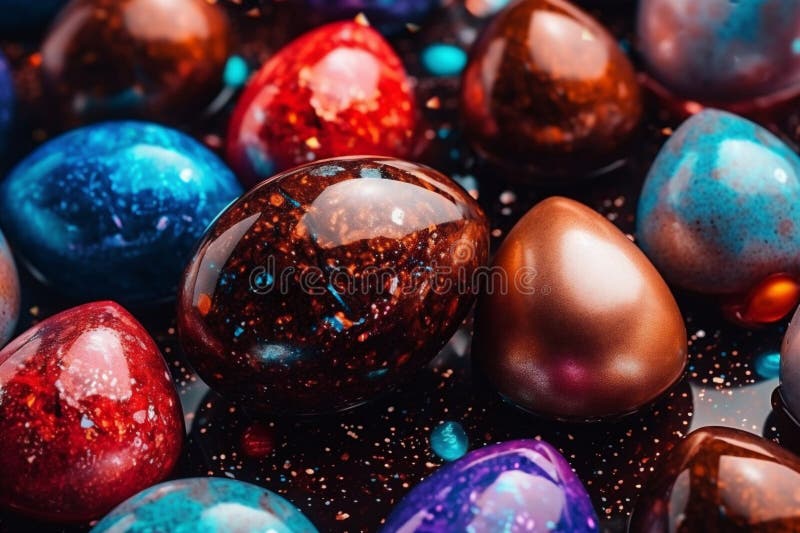 Easter Cosmic Space Colored Eggs. Idea for Greetings and Easter Stock ...