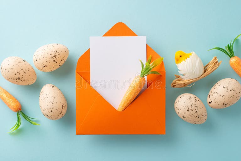 Easter Countdown Concept with Top View Envelope Ready for the Easter Bunny, a Variety of Eggs ...
