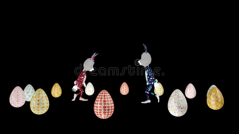 Easter Couple Rabbits Dancing Surrounded by Easter Eggs, Loop, Luma ...