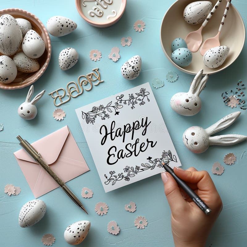 Easter Craft Project: Coloring a Happy Easter Card Stock Illustration ...
