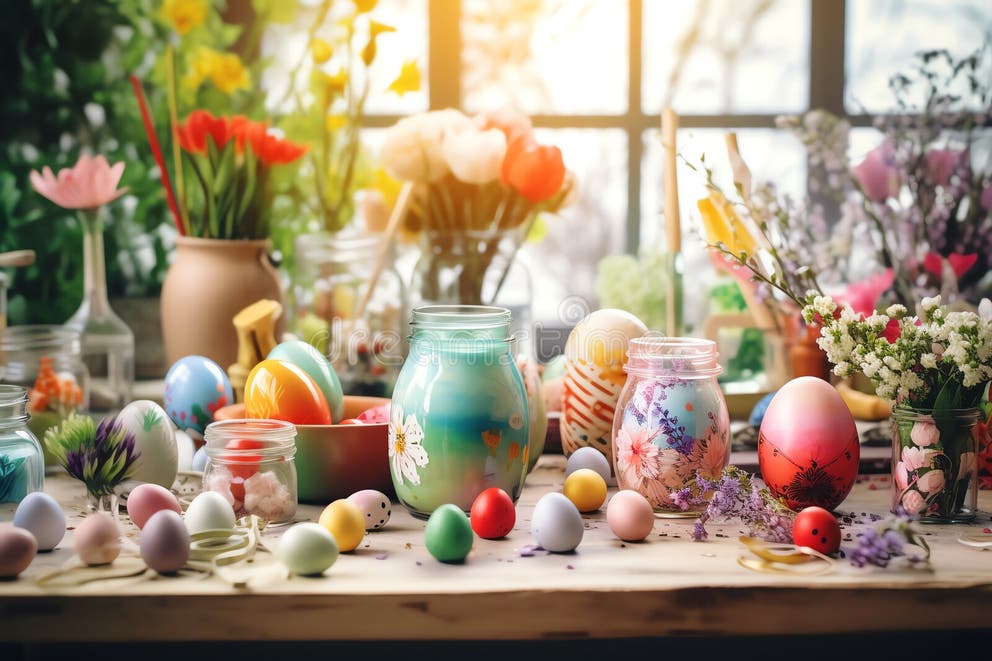 Easter Craft Workshop Easter Holiday Theme Stock Illustration ...