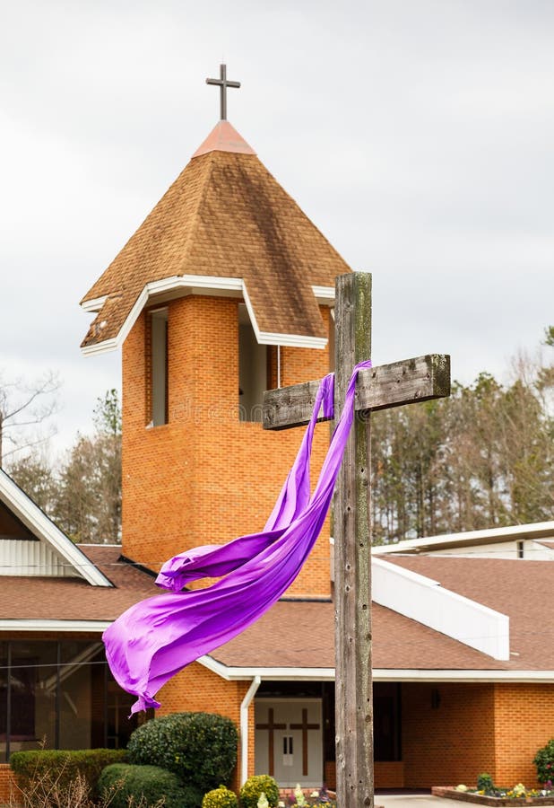 Easter Cross and Church stock photo. Image of religion - 30375242