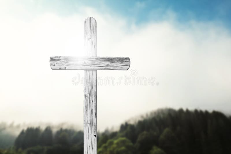 A Easter Cross on the Nature Background Stock Photo - Image of blue ...