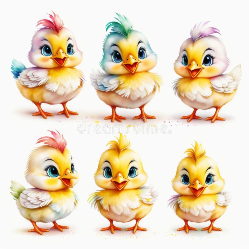 Easter Cute Baby Chicken, Different Angles and Expressions, Multiple ...