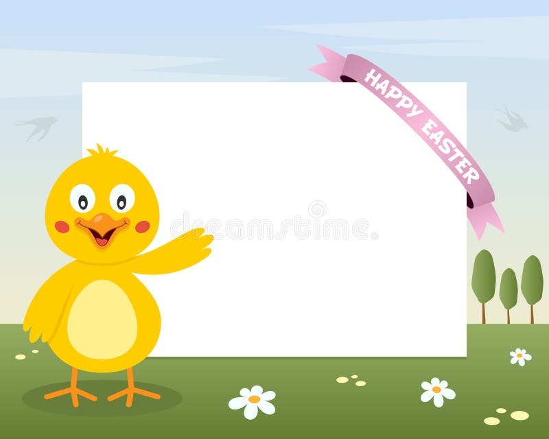 Easter Cute Chick Photo Frame Stock Vector - Illustration of border ...