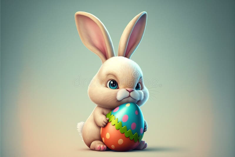 Easter Bunny with Painted Eggs Stock Photo - Image of card, colorful ...