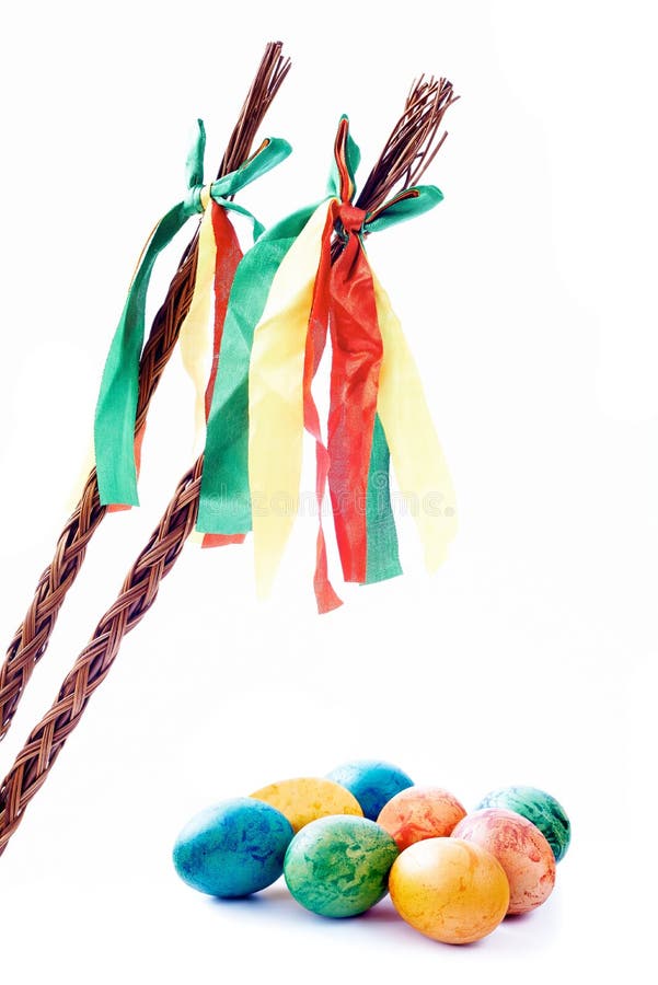 Easter stock photo. Image of eggs, blue, bows, green - 39166960