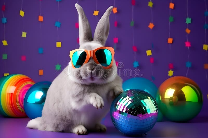 Easter Dance Party with Bunny. Generative AI Stock Illustration ...