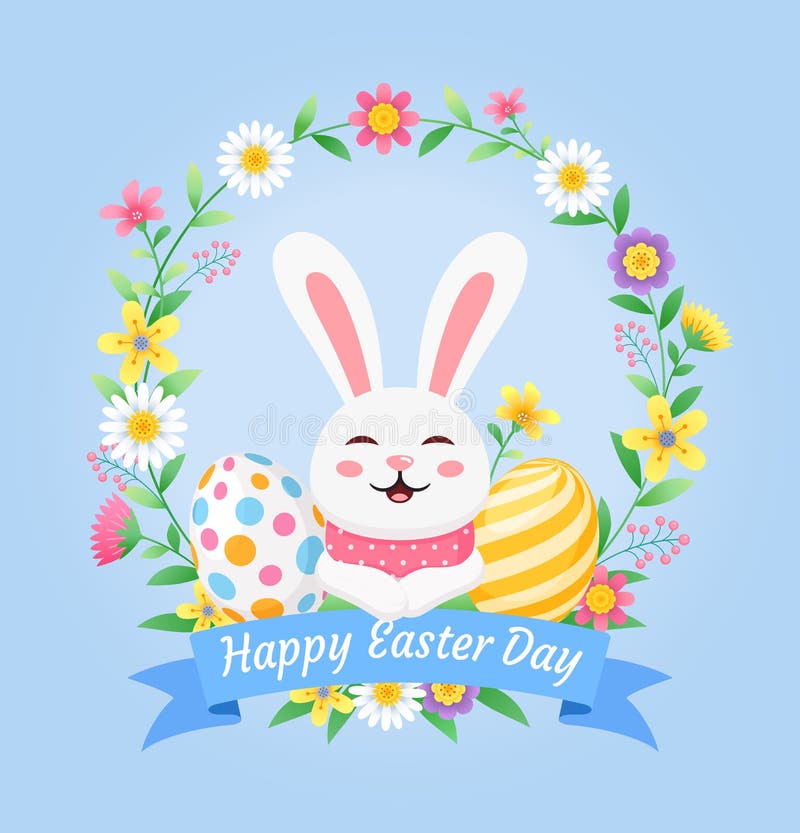 Easter Day Bunny Rabbit Background Illustration Stock Vector ...
