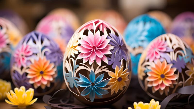 Holiday Easter Eggs in Modern Style Paper Cut - Large Egg Banner Stock ...