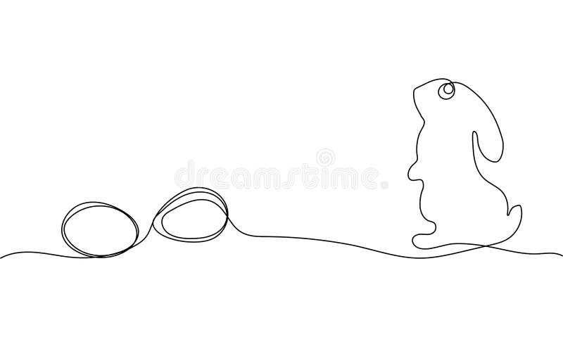 Easter Day Design. Continuous One Line Easter Bunny Stock Vector ...