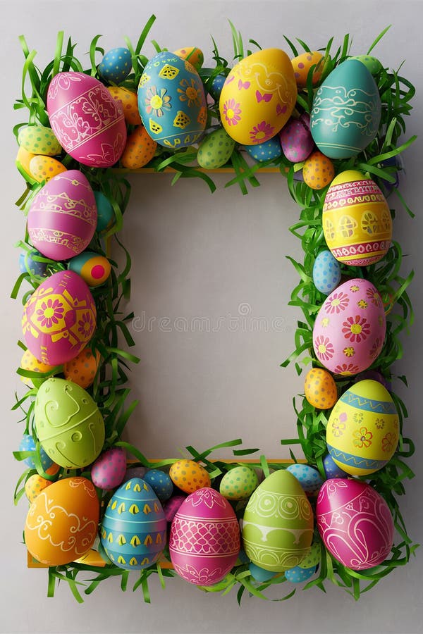 Easter Day with Easter Eggs Frame Background Stock Illustration ...