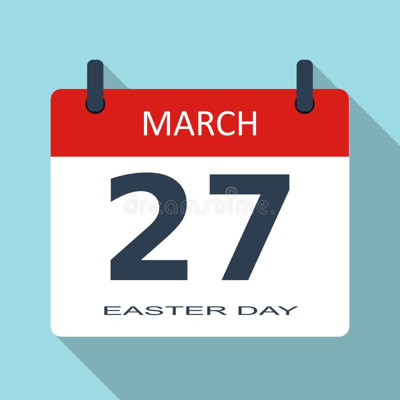 Easter Day. March 27. Vector Flat daily Calendar Icon. Date and Time ...