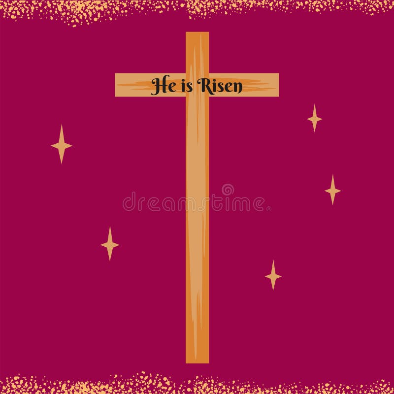 Easter Day he is Risen Spring Card Banner Invitation Poster with Cross ...