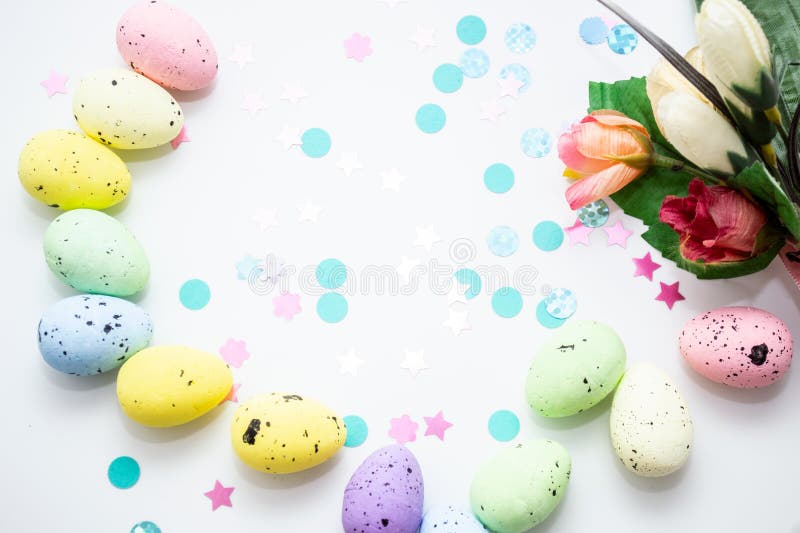 Easter Decor from Bright Multi-colored Eggs Stock Photo - Image of ...