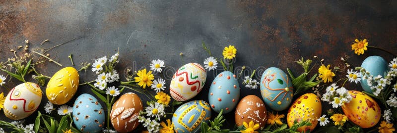 EASTER Decorated Frame Colored Easter Eggs Frame Decorated Eggs Happy Easter Top View Stock ...