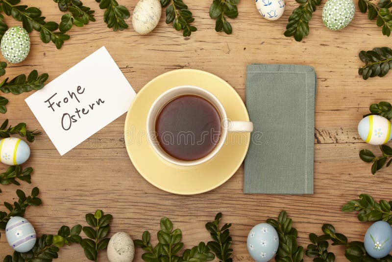 Easter Decoration, Coffee Cup and Napkin, Card, Happy Easter Stock ...