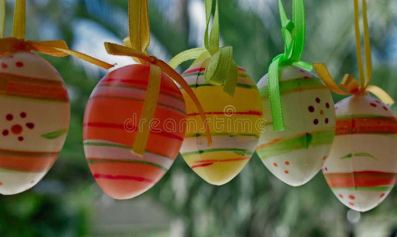 Easter Eggs Hanging on a Rope. Stock Image - Image of traditional ...