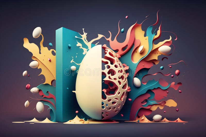 Easter Decoration. Modern Easter Composition with Color Splash and Eggs ...