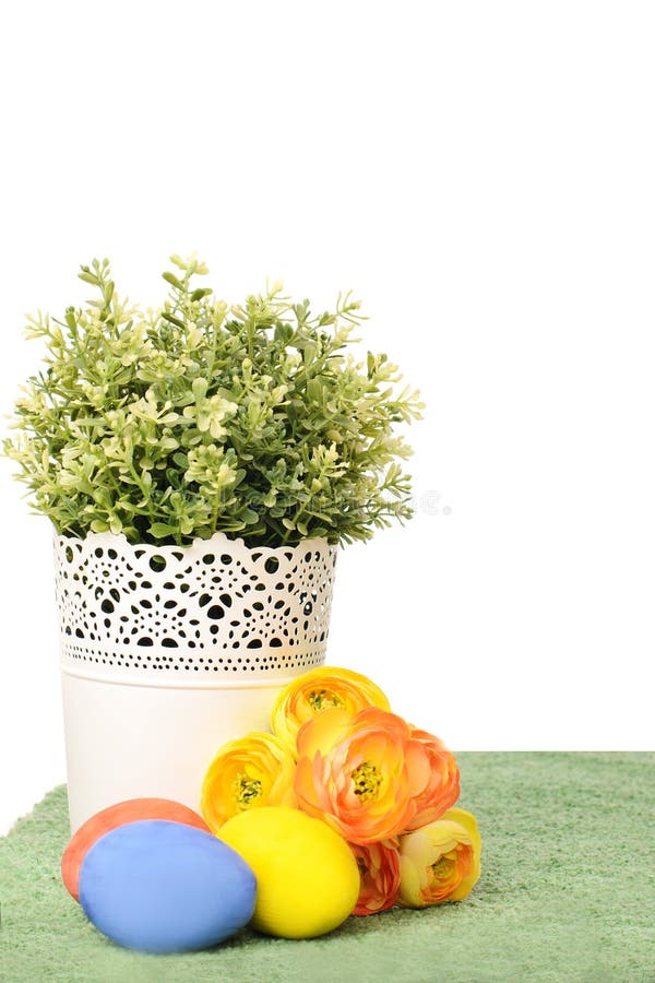 Easter Decorations with Colored Eggs Stock Photo - Image of coloured ...