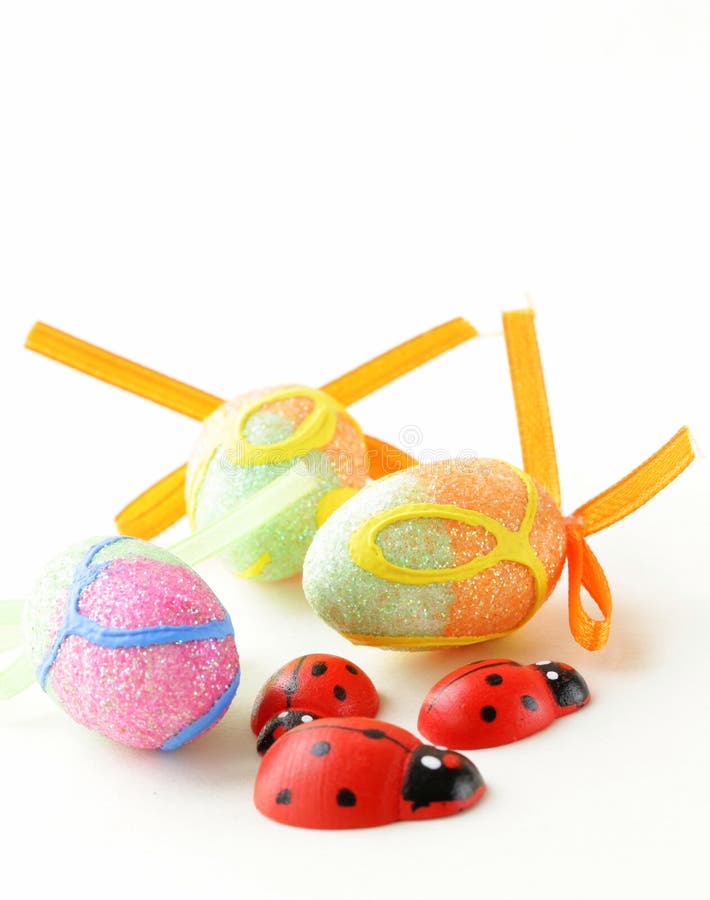 Easter Decorations, Eggs and Ladybugs Stock Photo - Image of decor ...