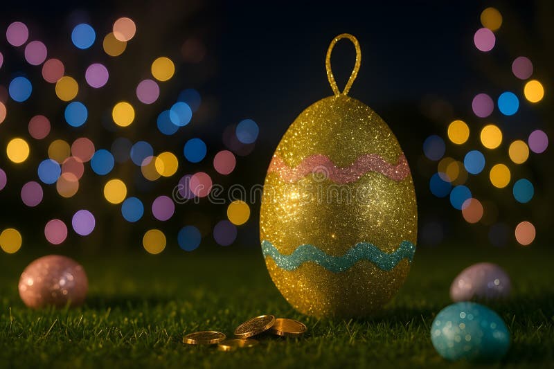 Easter Decorations Sparkle at Night, with Pastel Colored Lights ...
