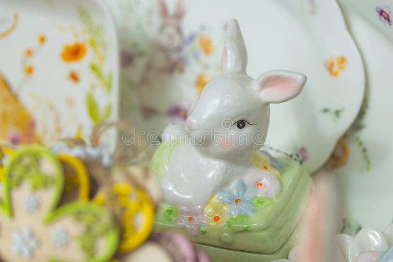 Easter Decorations, a Yellow Chic, Bunny Figurines, and an Easter ...