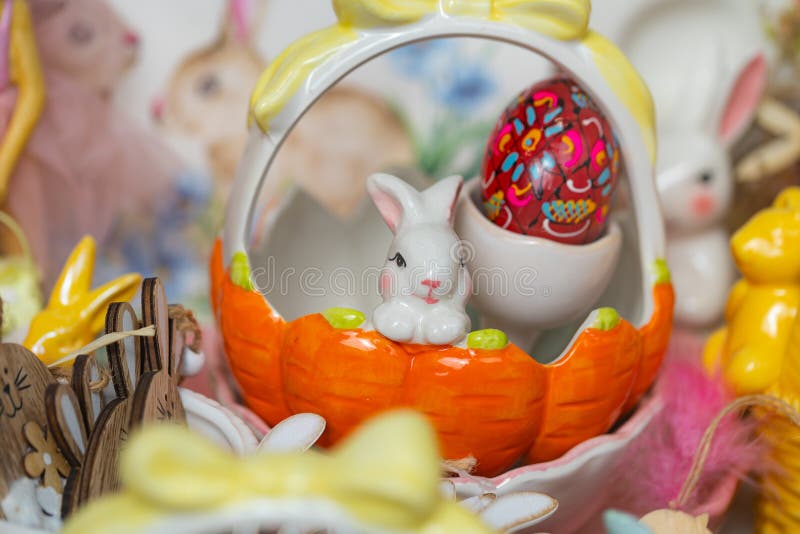 Easter Decorations, a Yellow Chic, Bunny Figurines, and an Easter ...