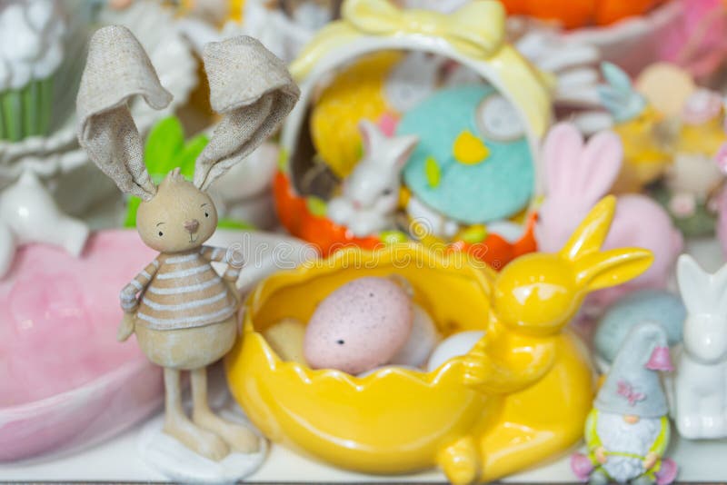 Easter Decorations, a Yellow Chic, Bunny Figurines, and an Easter ...