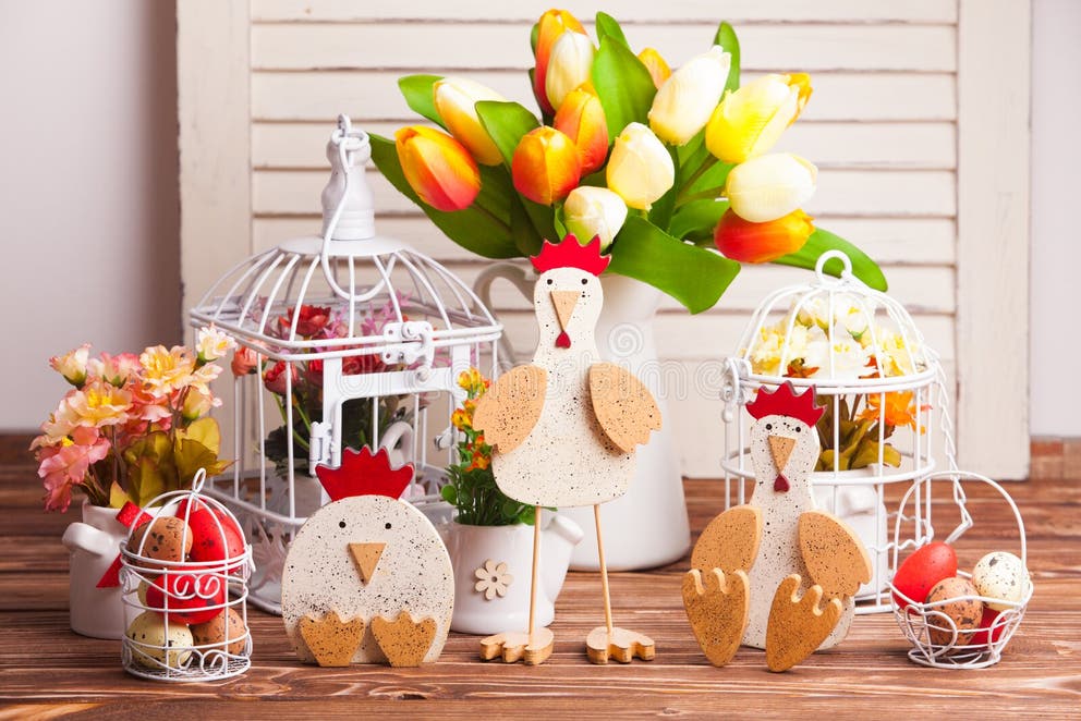 Easter Decorations on the Table Stock Image - Image of birdcage, bird ...