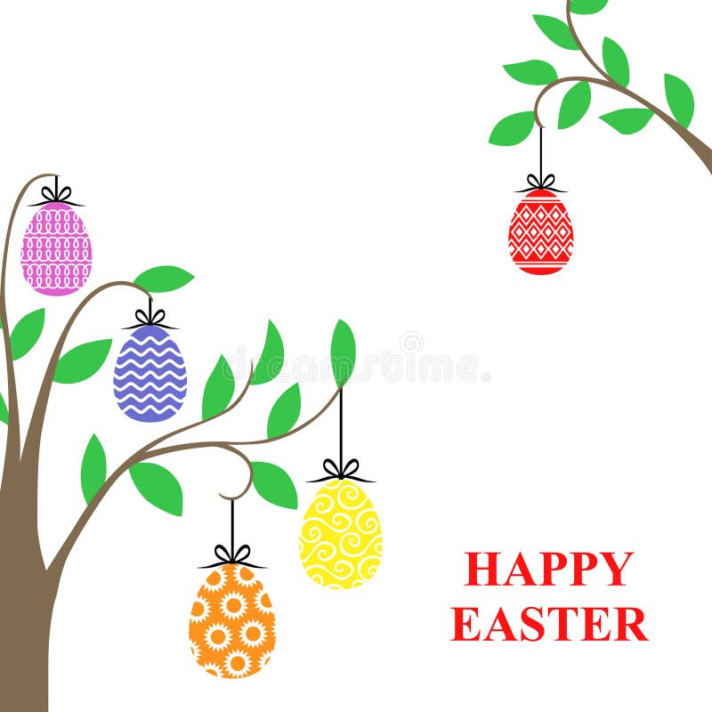 Easter Decorative Branches Card Stock Vector - Illustration of color ...