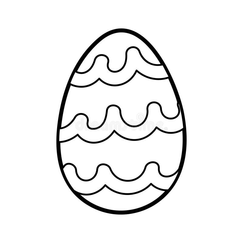 Easter Decorative Egg Coloring Page for Kids. Black and White Activity ...