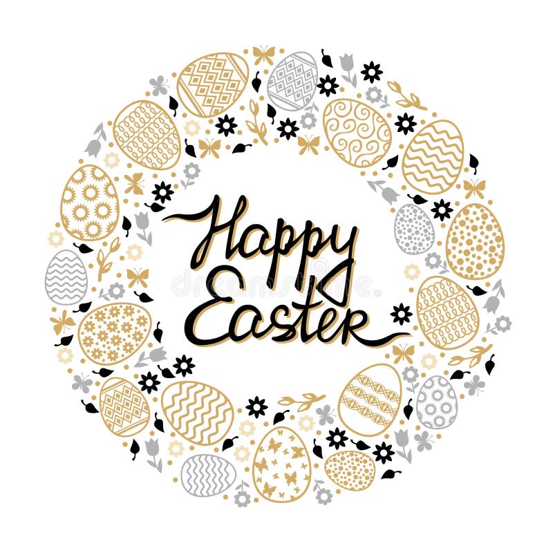 Easter Decorative Round Card Stock Vector - Illustration of happy ...