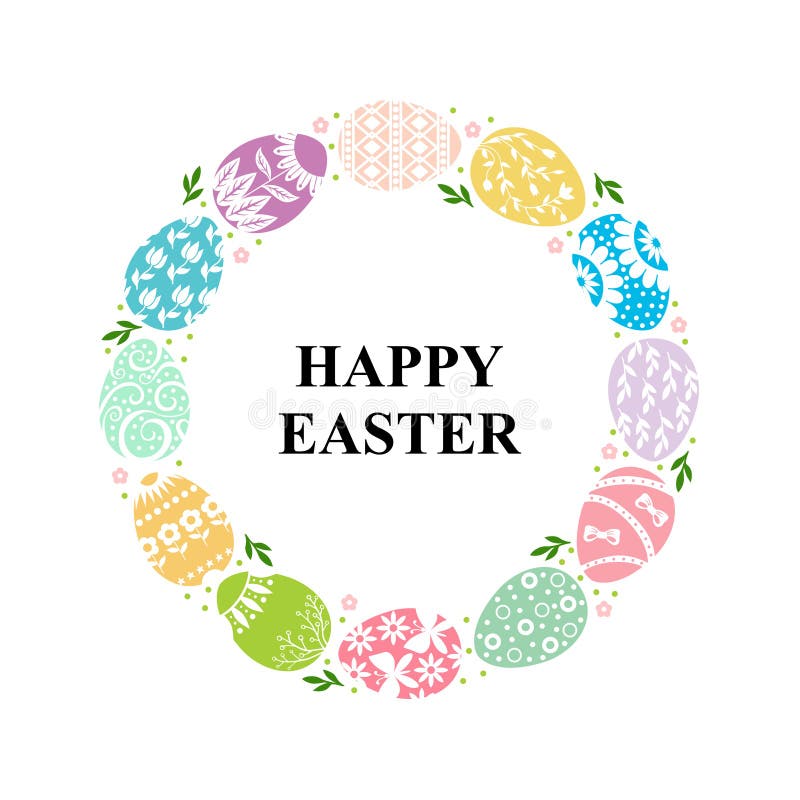 Easter Decorative Round Frame of Eggs Stock Vector - Illustration of ...