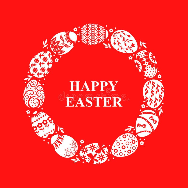 Easter Decorative Round Frame of Eggs Stock Vector - Illustration of ...