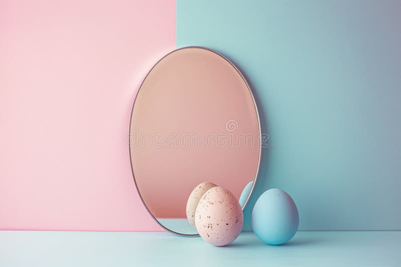 Easter Delight, Pastel Eggs and Spring Blossoms Reflected in a Charming ...