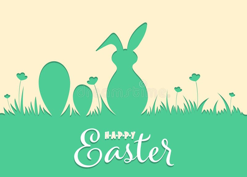 Easter Design with Cute Rabbit and Text, Hand Drawn Illustration Stock ...