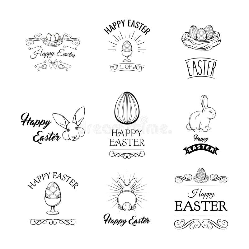 Easter Design Elements Set. Collection of Happy Easter Objects. Vector ...