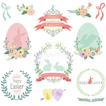 Easter Design Elements stock vector. Illustration of flower - 57520268