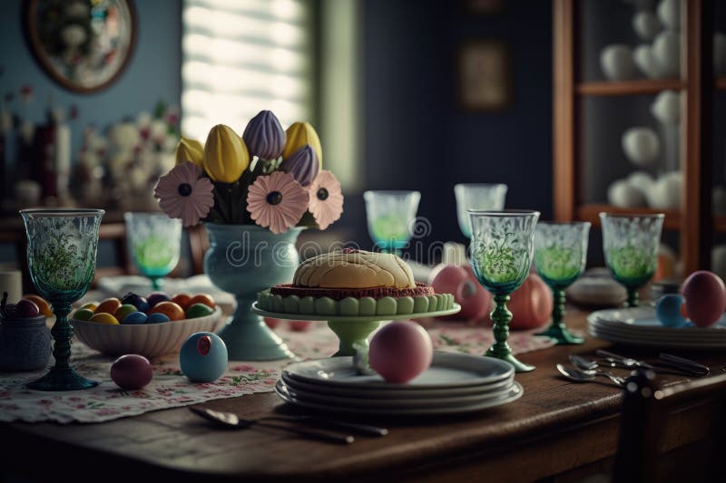 Easter Dinner Background. Illustration AI Generative Stock Illustration ...