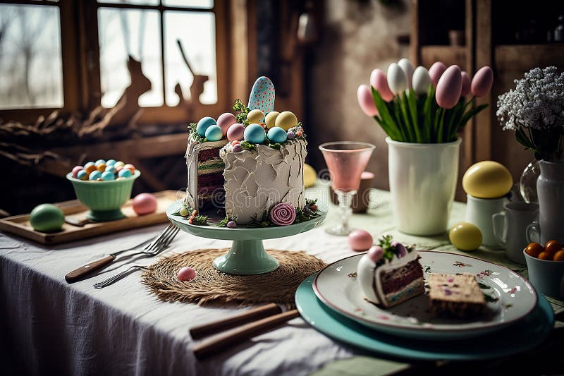 Easter Dinner Background. Illustration AI Generative Stock Illustration ...