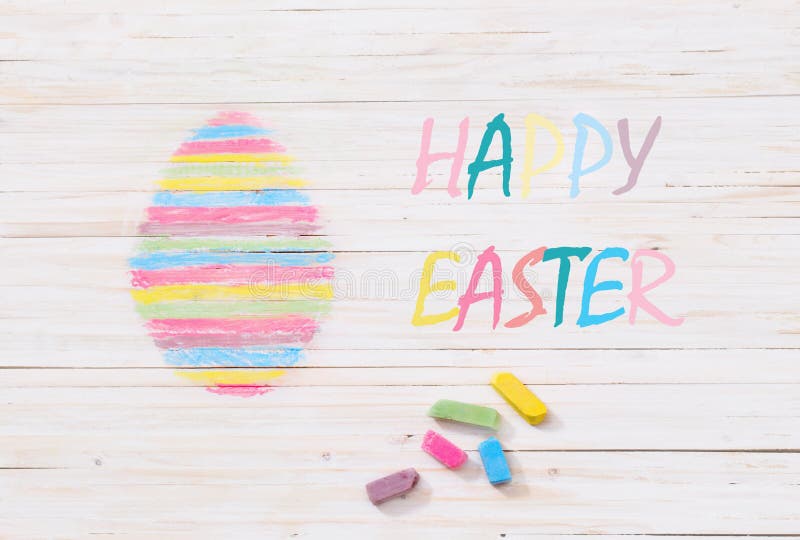 Easter Draw on Wooden Background Stock Image - Image of chalkboard ...