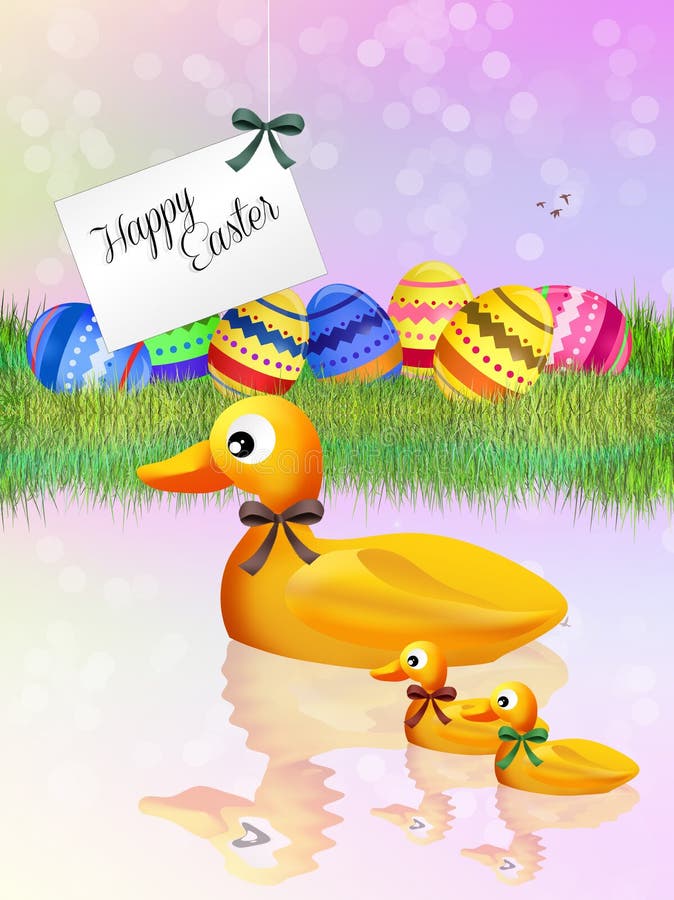 Easter egg and ducklings. stock illustration. Illustration of nature ...
