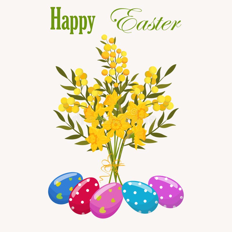 Easter Early Spring Flowers Bucket. Easter Colorful Flat Elements ...