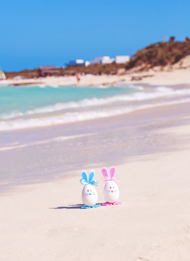 Easter, Easter Eggs on the Beach, Ocean and Sea Stock Image - Image of ...