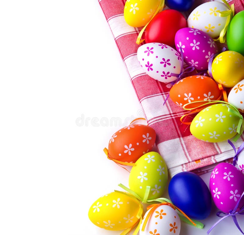 Easter Egg Corner Border Over White Wood Stock Image - Image of ...